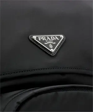 Prada Re-nylon Logo Plaque Buckled Backpack - Black