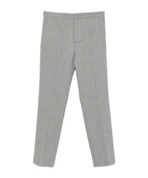 TWINSET Trousers With Belted Waist And Metal Logo Detail - Gray