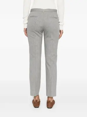 TWINSET Trousers With Belted Waist And Metal Logo Detail - Gray