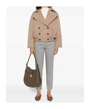 TWINSET Trousers With Belted Waist And Metal Logo Detail - Gray