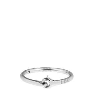 Balenciaga Logo Engraved Bangle Bracelet - Silver