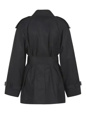 Burberry Double-breasted Belted Jacket With Checked Lining