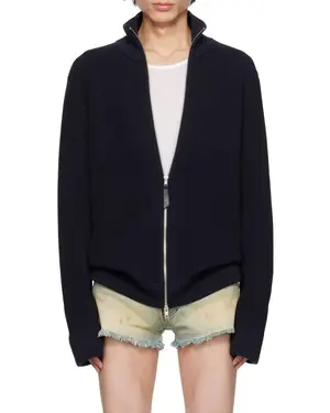 MAISON MARGIELA Zip-up Knitted Sweater - Black
