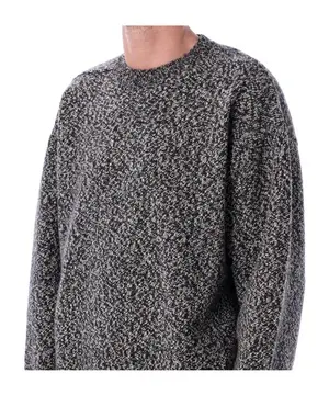 Studio Nicholson Hemyl Mouline Knitwear Crew Neck Sweater - Black
