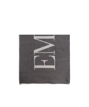 Emporio Armani Logo Wool Scarf - Black