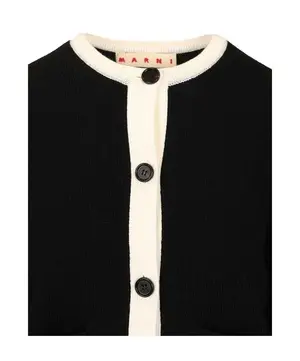 Marni Color-blocked Embroidered Logo Cardigan