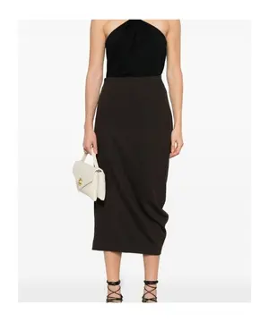 LANVIN Elastic Waist Ribbed Detail Skirt