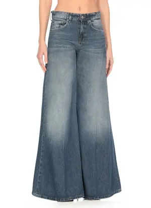 DONDUP Wide Leg Faded Jeans - Blue