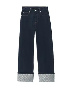 Alexander Wang Middle Waist Straight Leg Jeans With Crystal Decals