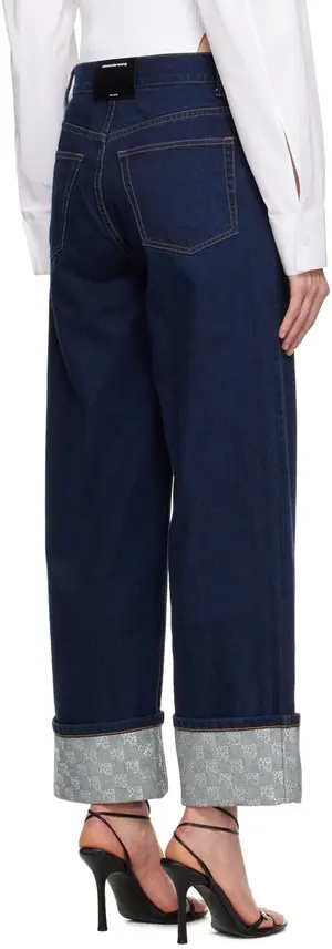 Alexander Wang Middle Waist Straight Leg Jeans With Crystal Decals