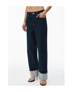 Alexander Wang Middle Waist Straight Leg Jeans With Crystal Decals