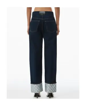 Alexander Wang Middle Waist Straight Leg Jeans With Crystal Decals