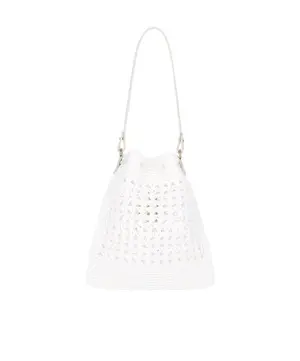 Miu Miu Woven Mini Bucket Bag - White