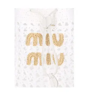 Miu Miu Woven Mini Bucket Bag - White