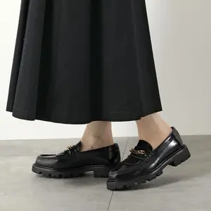 Celine Leather Loafers With Chain Detail