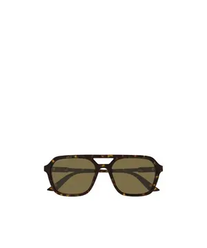 Gucci Rectangular Sunglasses With Temple Logo Details - Havana