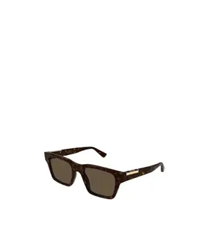 Gucci Rectangular Full Rim Sunglasses With Temple Logo Details - Brown