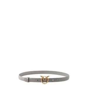 Pinko Love Berry Leather Belt - Gray