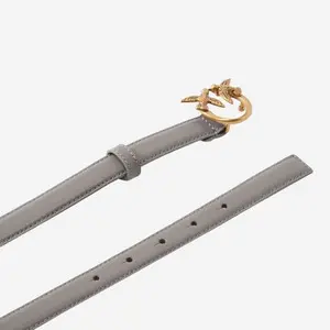 Pinko Love Berry Leather Belt - Gray