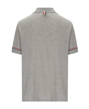 Thom Browne Rwb Striped Short-sleeved Polo Shirt - Medium Gray