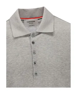 Thom Browne Rwb Striped Short-sleeved Polo Shirt - Medium Gray