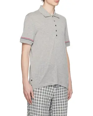 Thom Browne Rwb Striped Short-sleeved Polo Shirt - Medium Gray