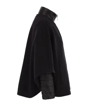 FAY 3-in-1 Double-sided Cape Coat With Removable Padded Jacket - Black