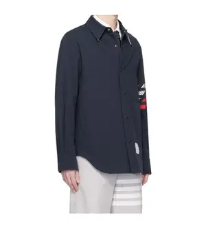 Thom Browne Long-sleeved Lapel Shirt - Navy Blue
