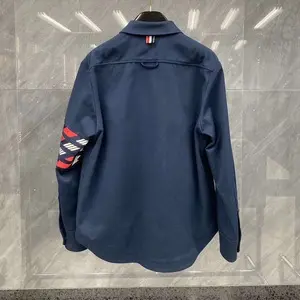 Thom Browne Long-sleeved Lapel Shirt - Navy Blue