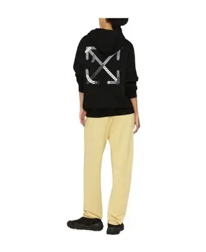 Off-White Arrow Motif Drawstring Hoodie - Black