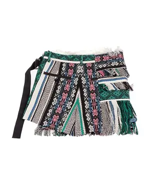 Sacai Asymmetrical Fringed Jacquard Shorts - Multicolor