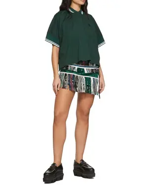 Sacai Asymmetrical Fringed Jacquard Shorts - Multicolor