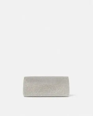 Versace Embellished Clutch Bag With La Medusa Hardware - Silver