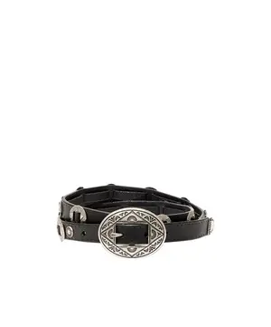 GOLDEN GOOSE Embellished Leather Belt - Black