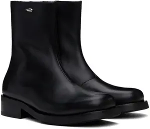 Our Legacy Square Toe Zip Up High Top Boots - Black