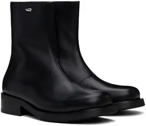 Our Legacy Square Toe Zip Up High Top Boots - Black