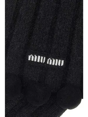 Miu Miu Pompom Trim Scarf