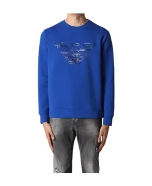 Emporio Armani Crewneck Sweatshirt With Logo Detail - Blue