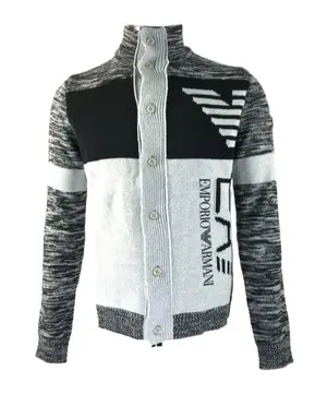 Emporio Armani Single-breasted Stand-neck Knitted Sweater