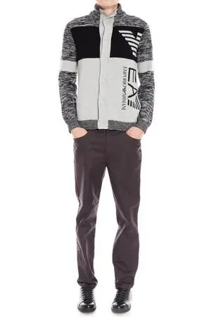 Emporio Armani Single-breasted Stand-neck Knitted Sweater