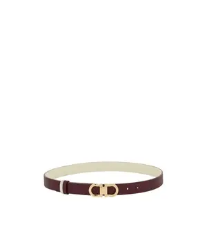 FERRAGAMO Reversible Gancini Buckle Belt - Plum/mascarpone