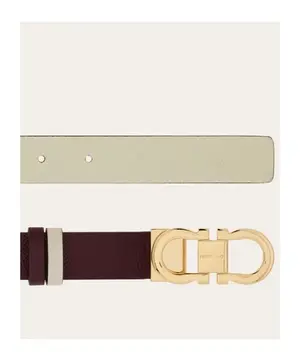 FERRAGAMO Reversible Gancini Buckle Belt - Plum/mascarpone