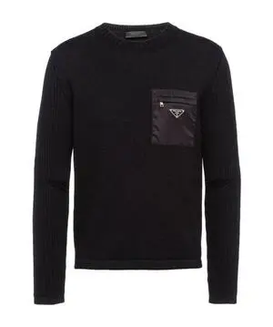 Prada Logo Rib Knitted Jumper - Black