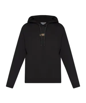 Versace Logo Plaque Drawstring Hoodie