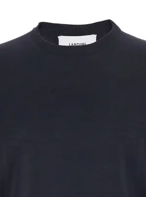 LARDINI Crewneck Long Sleeve Wool Sweater - Blue