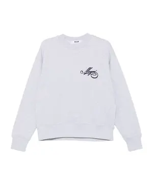MSGM Cursive Logo Jersey Sweatshirt - Grey