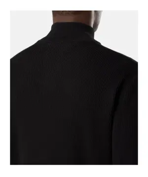 Stone Island Logo Patch Zip-up Cardigan - Black