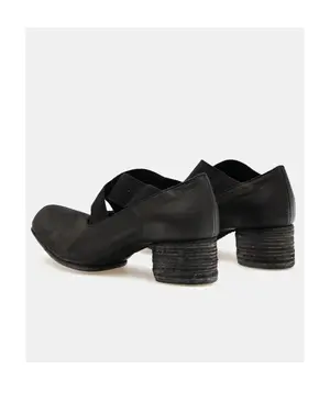 UMA WANG Square-toe Leather Ballerina With Cross-band Detail - Black