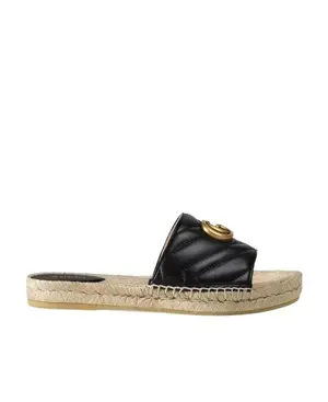 GUCCI Gucci Quilted Leather Double G Espadrille Platform Sandals