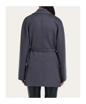 FERRAGAMO Double Breasted Belted Long Jacket